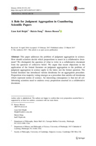 A Role for Judgment Aggregation in Coauthoring Scientific Papers - PhilSci-Archive